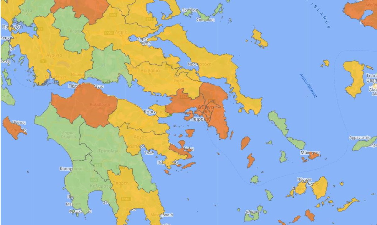 Χάρτης COVID-19: Τι μέτρα ισχύουν στην περιοχή σας και σε τι επίπεδο είναι